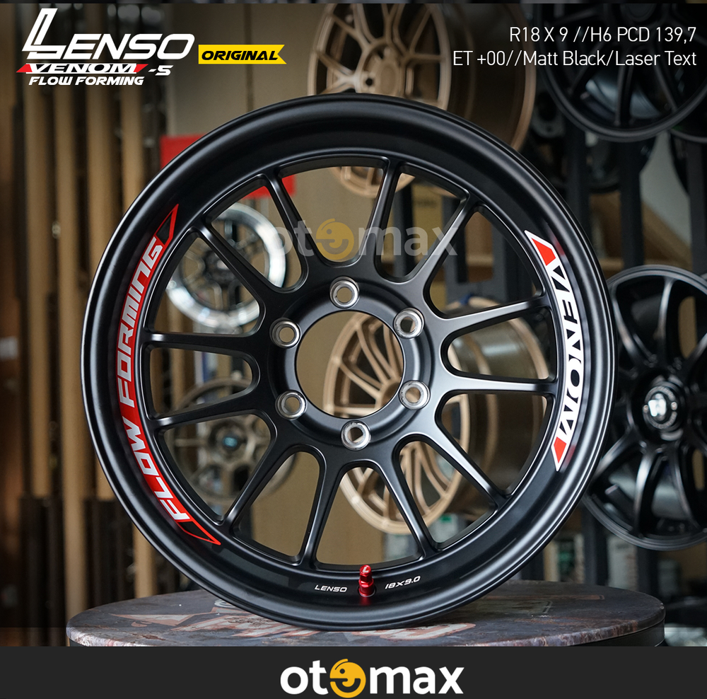 Velg Mobil Lenso Venom 5 Ring 18 Matt Black/Laser Text|Otomax Store – Otomax Store : Jual Velg ...
