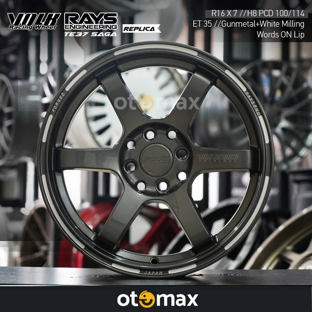 Velg Mobil Volk Rays TE37 Saga Ring 16 Gunmetal White Milling Words On Lip | Otomax Store ...