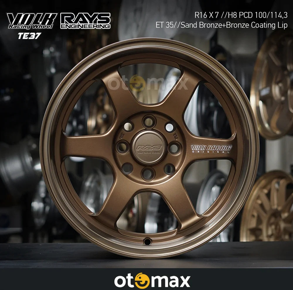 Velg Mobil Berkualitas Rays TE37 6118 Ring 16 - Desain Aerodinamis Sand Bronze – Otomax Store ...