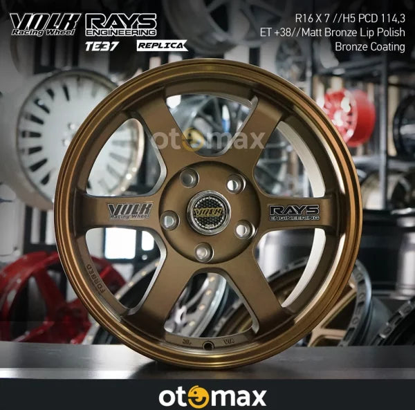Velg Mobil Volk Rays TE37 649 Ring 16 H5 Matt Bronze Lip Polish Bronze Coating | Otomax Store ...
