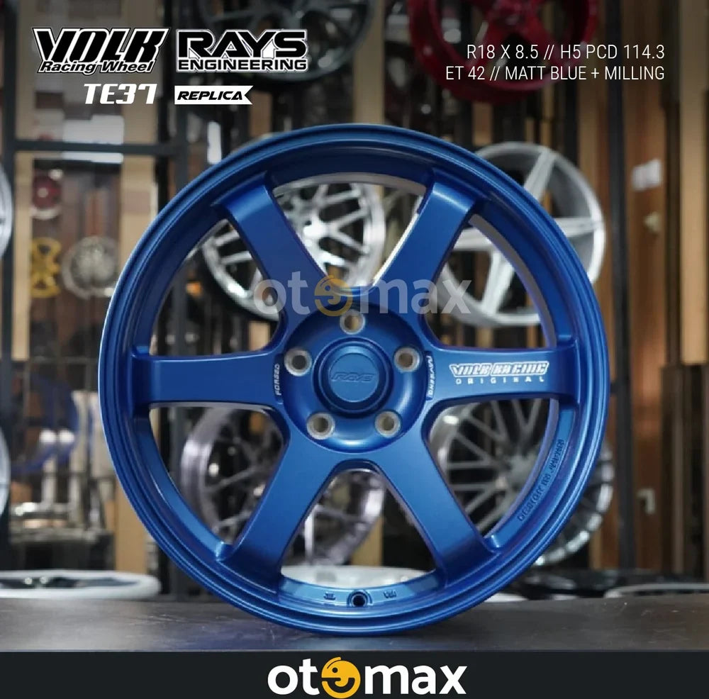 Velg Mobil Volk Rays TE37 Ring 18 Matt Blue Milling | Otomax Store – Otomax Store : Jual Velg ...