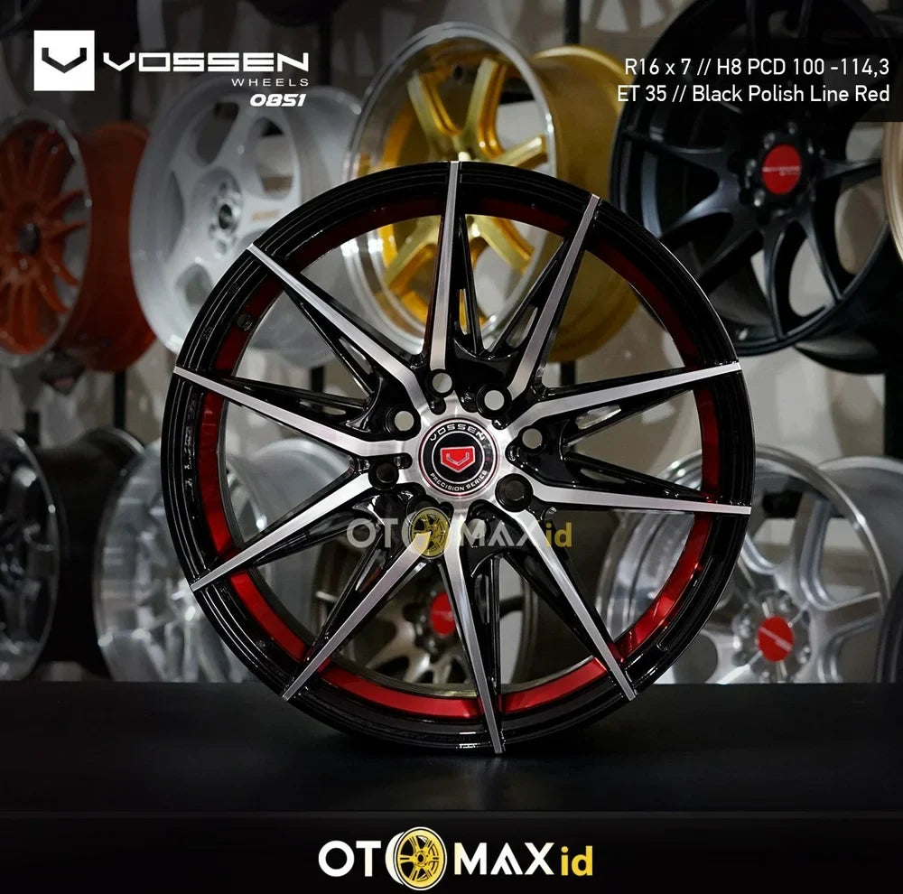 Velg Mobil Vossen Ring 16 Black Polish Red Line | Otomax Store – Otomax Store : Jual Velg Mobil ...
