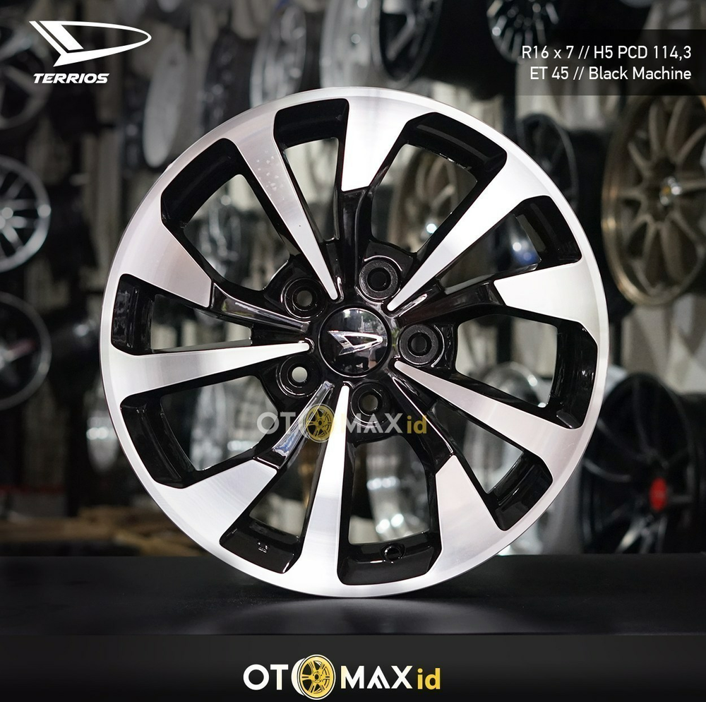 Velg Mobil Sporty Daihatsu Terios SE 522 Ring 16 dengan Polisan Hitam ...