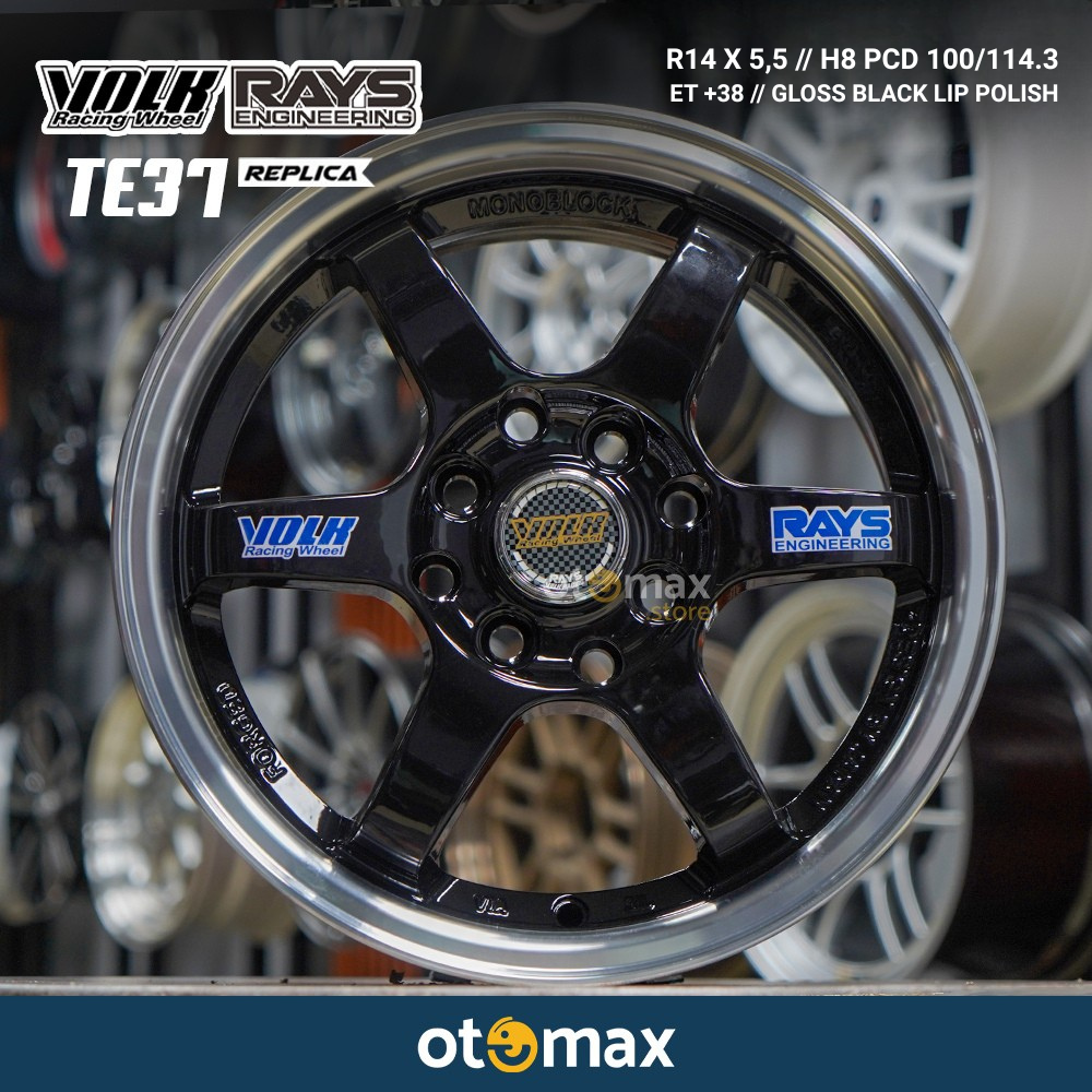 Velg Mobil Volk Rays TE37 619 Ring 14 Gloss Black Lip Polish – Otomax ...