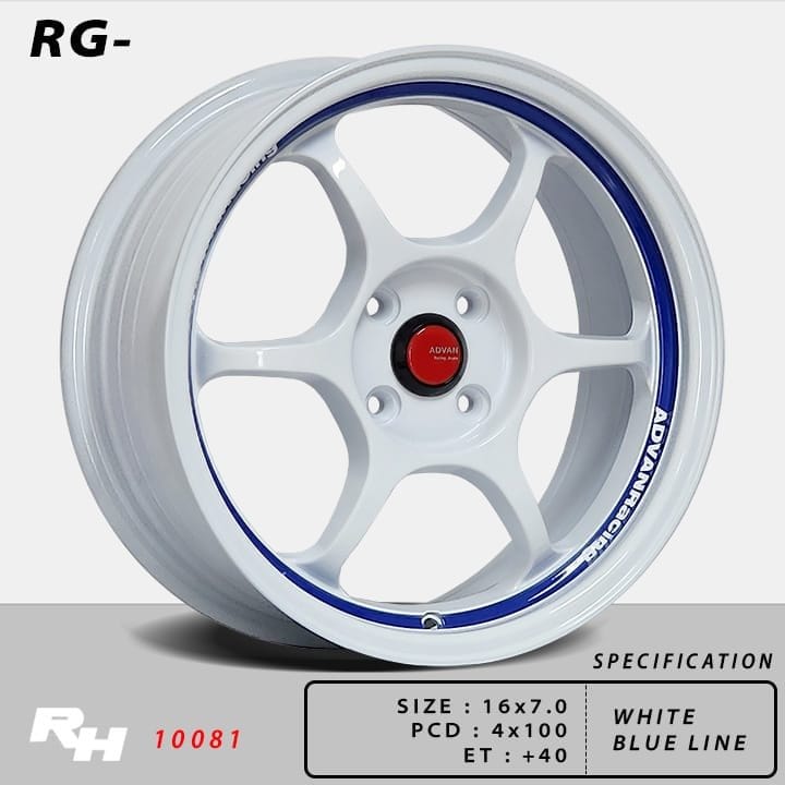 Jual Velg Mobil Advan Racing RG1 Ring 16 White Blue Line Termurah ...