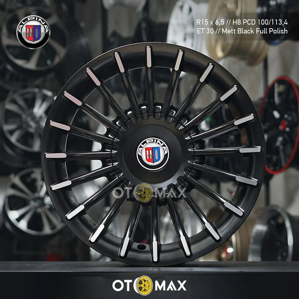 Velg Mobil Alpina 15" Mesh Klasik - Matt Black & Full Polish ...