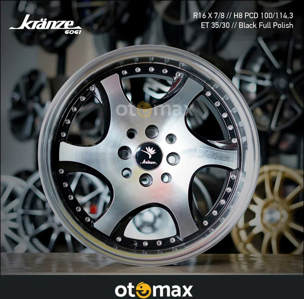 Upgrade Gaya Mobil dengan Velg Kranze 6061 Ring 16 H8 Black Full Polish ...