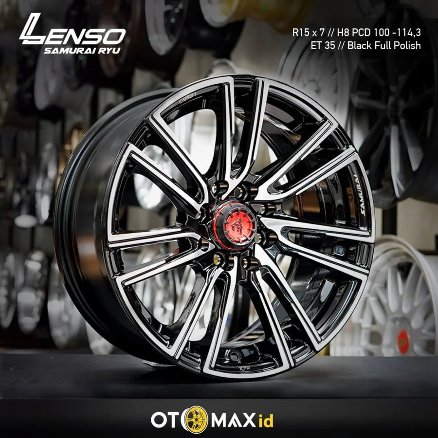 Velg Mobil Lenso Samurai RYU Ring 15 Black Full Polish|Otomax Store ...