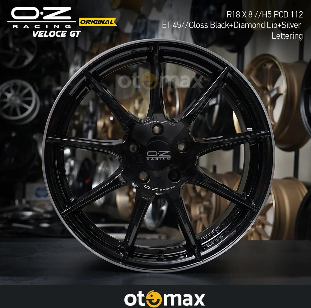 Velg Mobil Oz Veloce GT Original Ring 18 PCD 112 Gloss Black Diamond ...