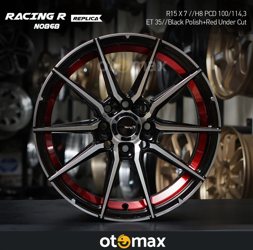 Velg Mobil Racing R N0868 Ring 15 Black Polish Red Undercut – Otomax ...