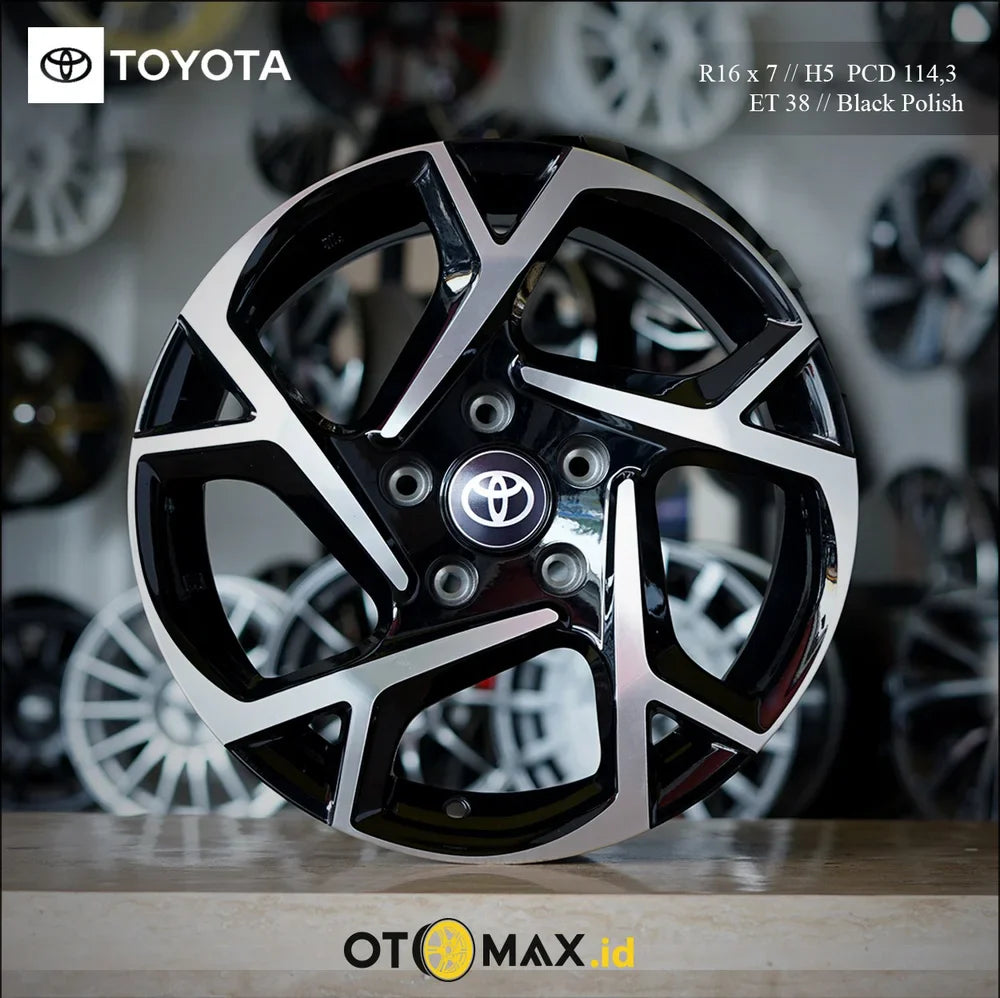 Velg Mobil Toyota VelOz Custom Ring 16 H5 Black Polish | Otomax Store ...