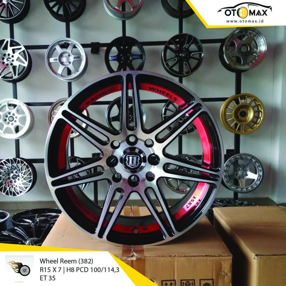 Velg Mobil Wheel Reem 0037 Ring 15 Black Full Polish Red – Otomax Store ...